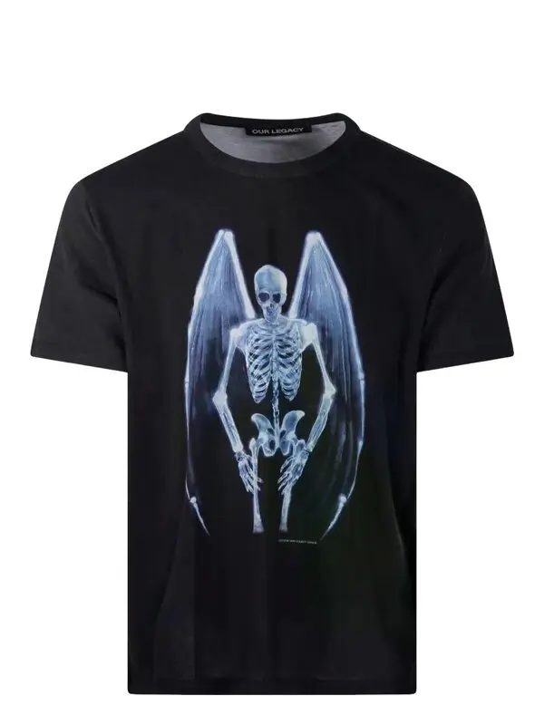 Our Legacy Fallen Angel-print Round-neck T-shirt - Black