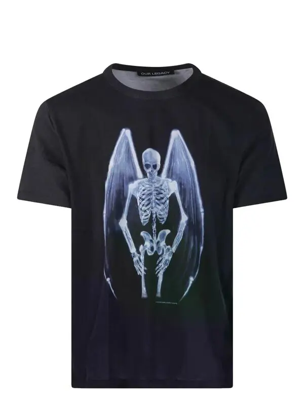 Our Legacy Fallen Angel-print Round-neck T-shirt - Black