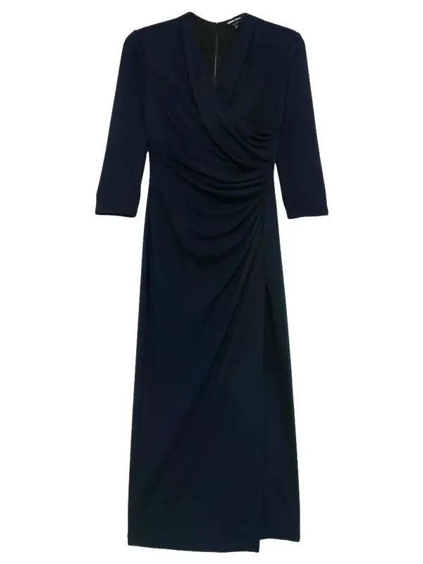 Giorgio Armani V-neck Draped Maxi Dress - Blue