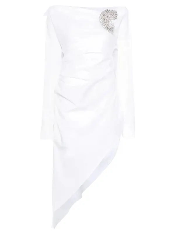 Giuseppe Di Morabito Brooch-detail Asymmetric Dress - White
