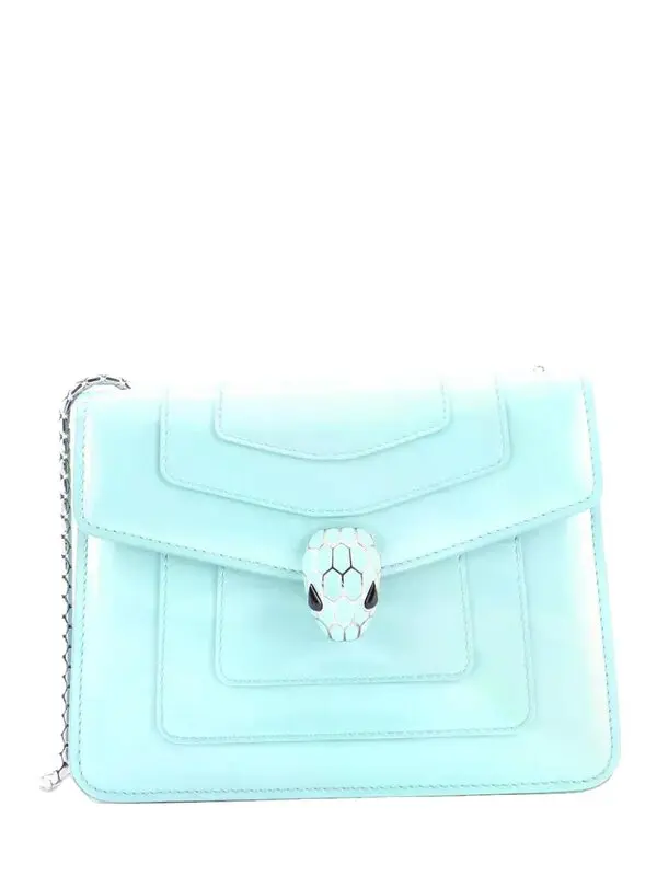 BVLGARI Serpenti Forever Square Patent Small Shoulder Bag - Blue