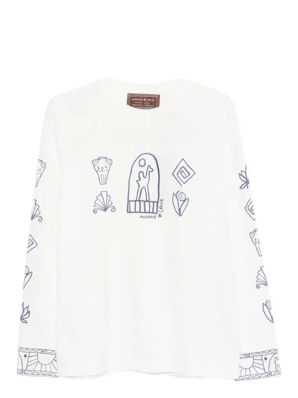 ALEMAIS Graphic Print Long-sleeved Top - White