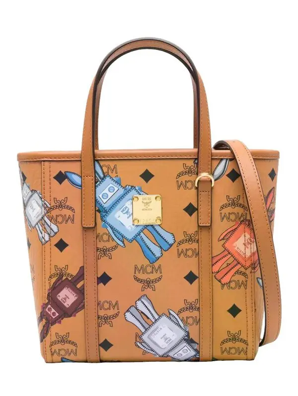 Mcm Logo-print Tote Bag - Brown