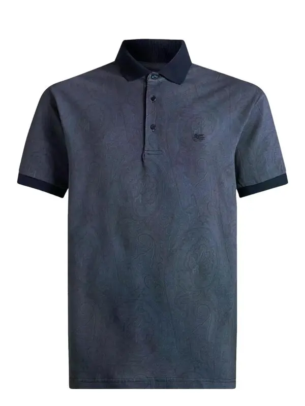 Etro Arnica-motif Cotton Polo Shirt - Blue