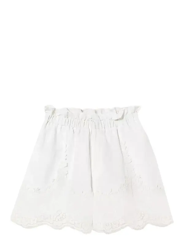TWINSET Embroidered Linen Shorts - White