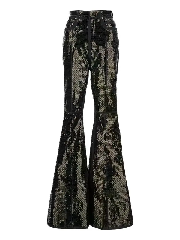 Rick Owens Bolan Sequinned Flared Jeans - Black