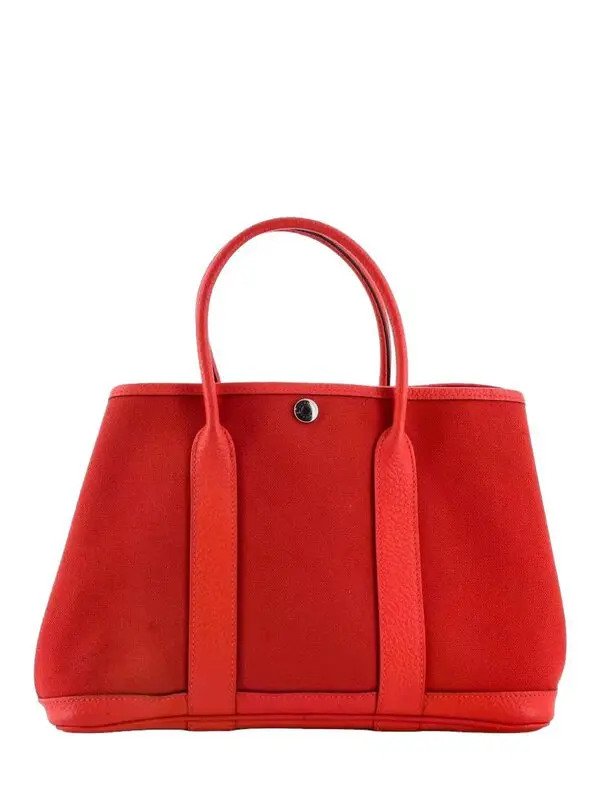 Hermès Garden Party Toile And Leather 30 Tote Bag - Red