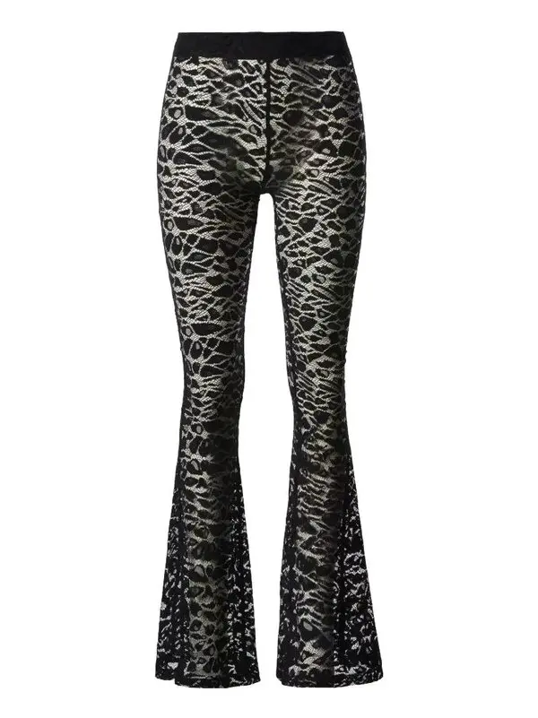MIA PECULIAR Animal-print Flared Trousers - Black
