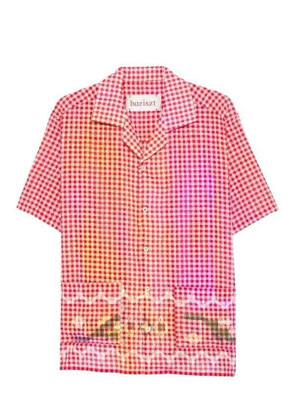 BAZISZT Checked Embroidered Shirt - Red