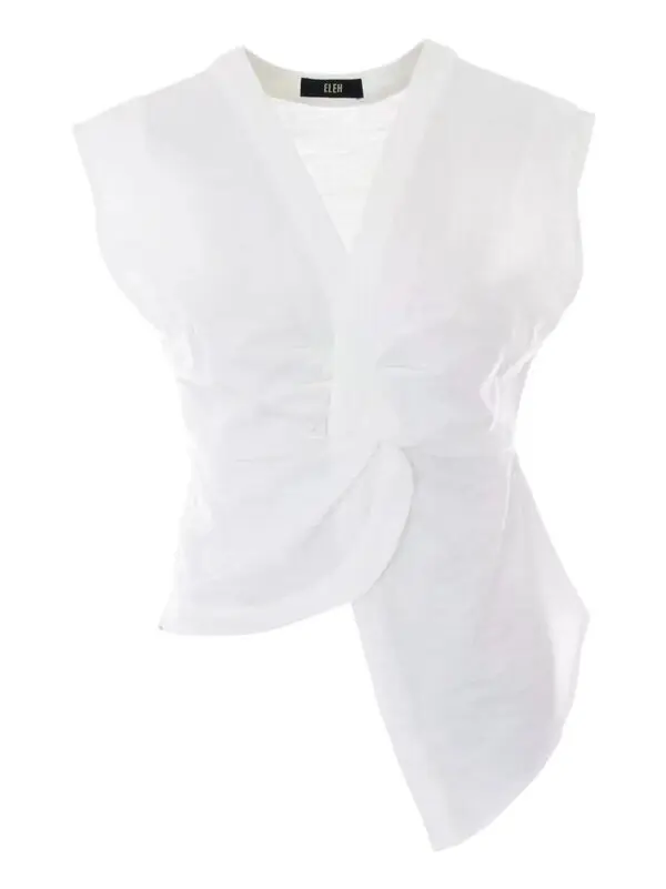 ELEH Asymmetric Draped Top - White