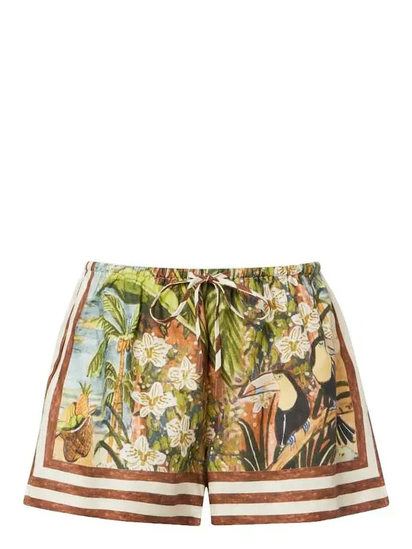ALEMAIS Toucan Tango Printed Linen Shorts - Multicoloured