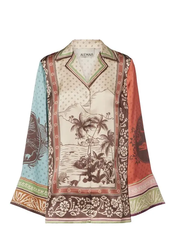 ALEMAIS Alberta Printed Silk Satin Shirt - Multicoloured