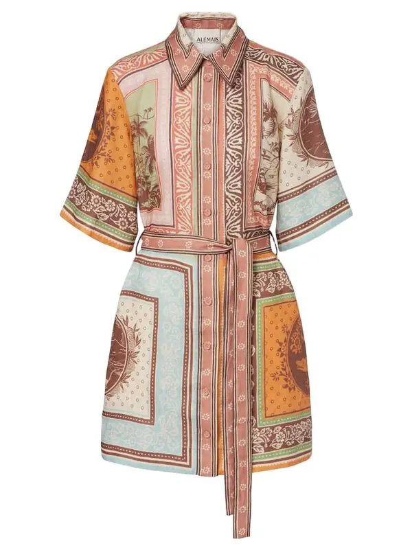 ALEMAIS Alberta Printed Linen Shirt Dress - Multicoloured