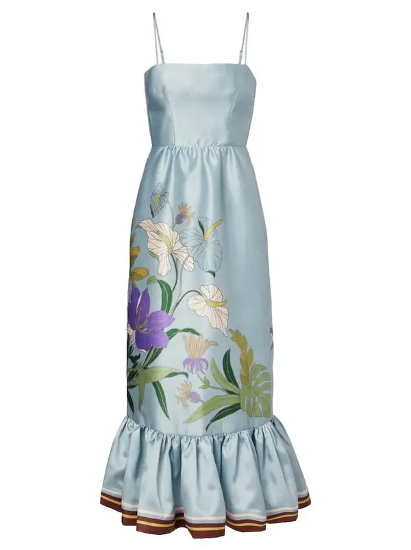ALEMAIS Alfie Floral Midi Dress - Blue