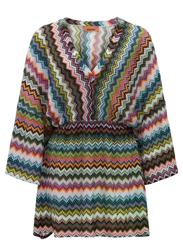 Missoni Chevron V-neck Dress - White