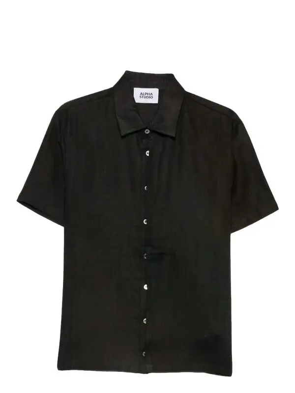 Alpha Studio Buttoned Short-sleeve Shirt - Black