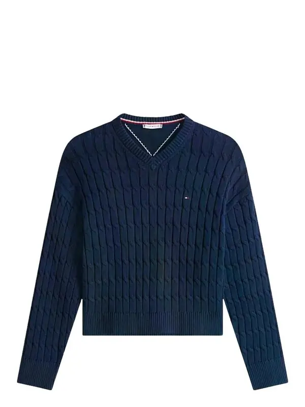 Tommy Hilfiger Cable-knit V-neck Pullover - Blue