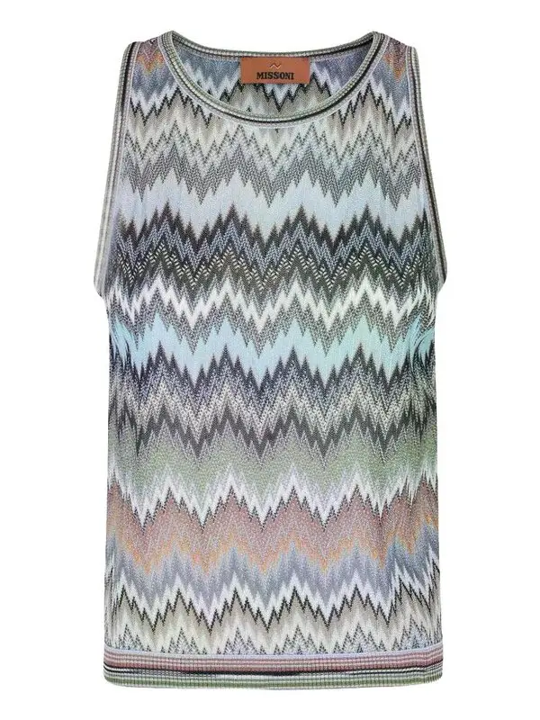 Missoni Chevron Round-neck Top - Blue