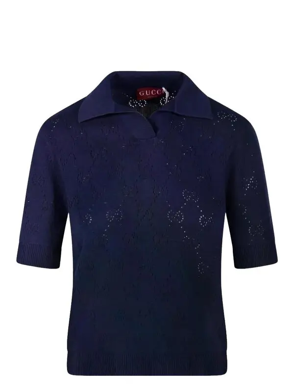 Gucci Gg Pointelle Polo Top - Blue