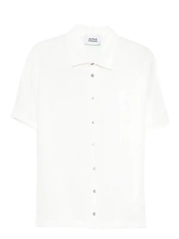 Alpha Studio Buttoned Short-sleeve Shirt - White