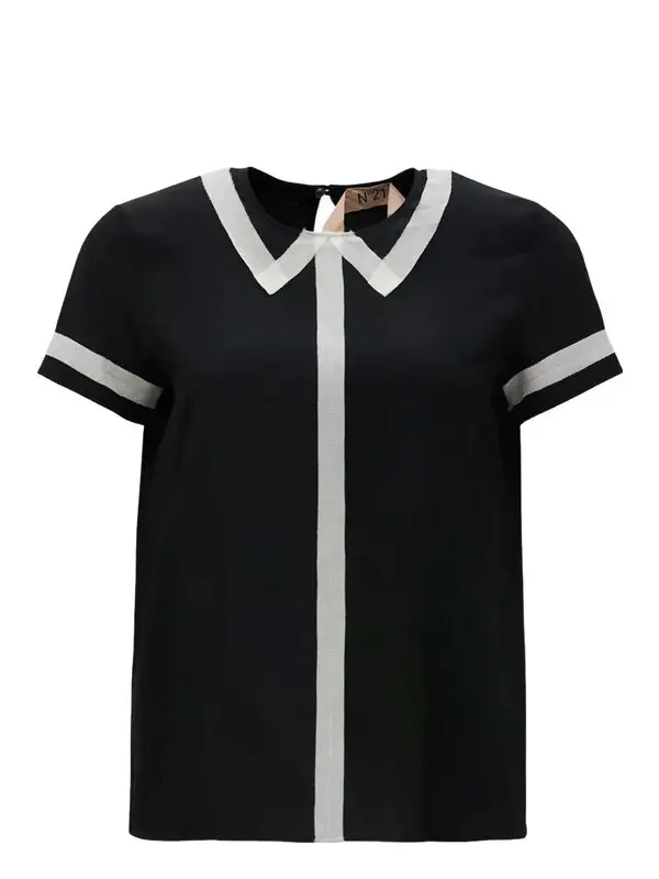 N°21 Contrast-paneled Blouse - Black