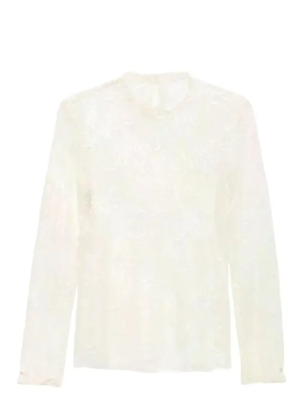 Alberta Ferretti Lace Floral Blouse - Neutrals