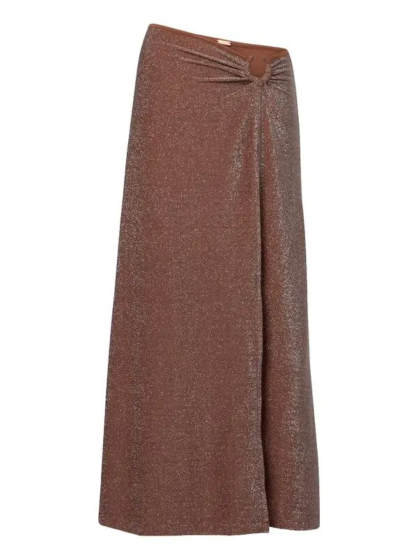 Johanna Ortiz Ring-detail Midi Skirt - Brown