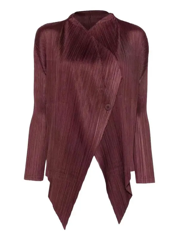 Issey Miyake Pleated Buttoned Blouse - Red