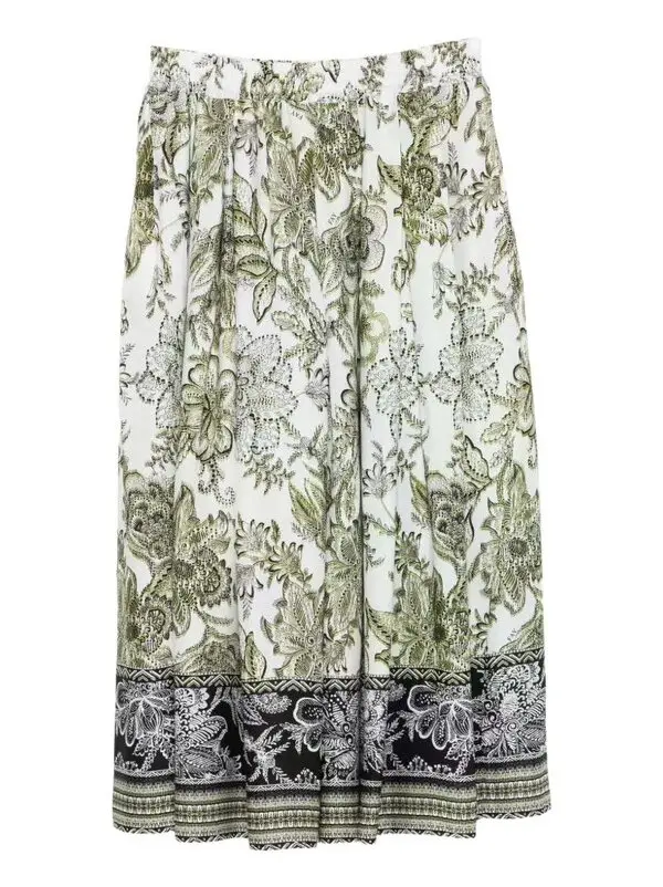 FAY Floral Midi Skirt - White