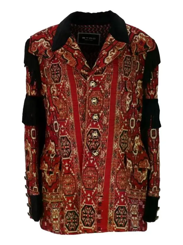 Etro Fringed Jacquard Jacket - Red