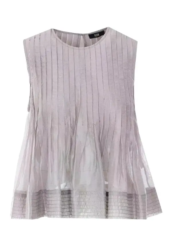 ELEH Pleated Round-neck Top - Grey