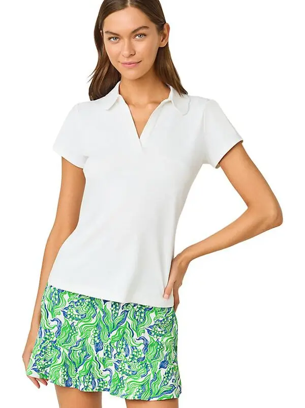 LILLY PULITZER Upf 50+ Luxletic Frida Scallop Polo - Resort White