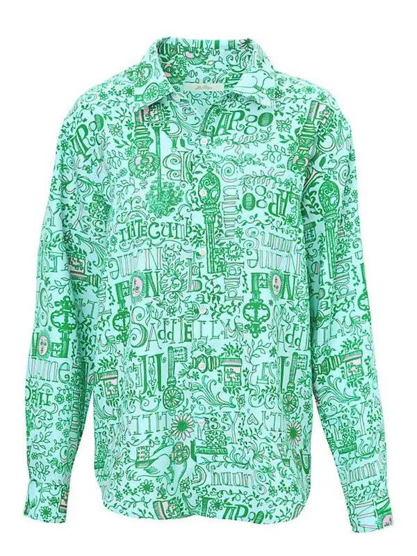 Lilly Pulitzer® Stuff Addison Button Down Linen Shirt - Bunny Blue Key West Destination