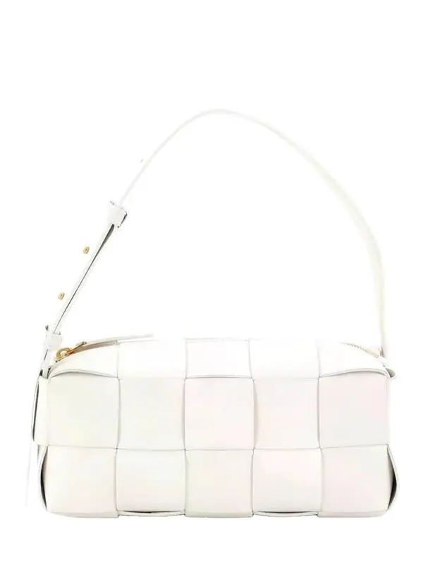 Bottega Veneta Cassette Maxi Intrecciato Leather Small Shoulder Bag - White