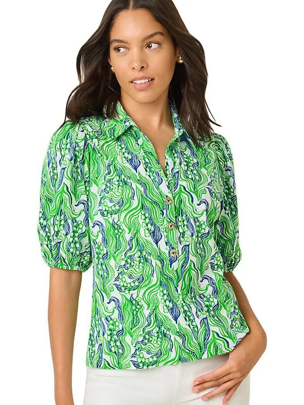 LILLY PULITZER Bingley Knit Top - Putting Green Lilly Of The Valley