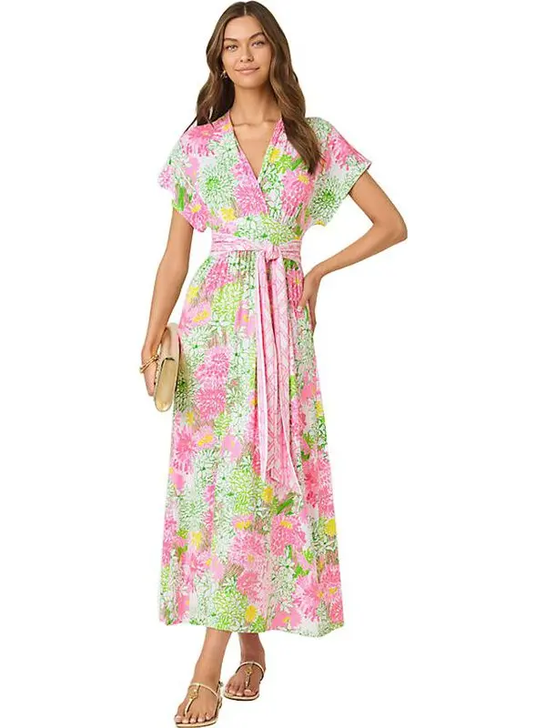 Lilly Pulitzer® Keenan Maxi Dress - Resort White Mum Patch Engineered Knit Dress