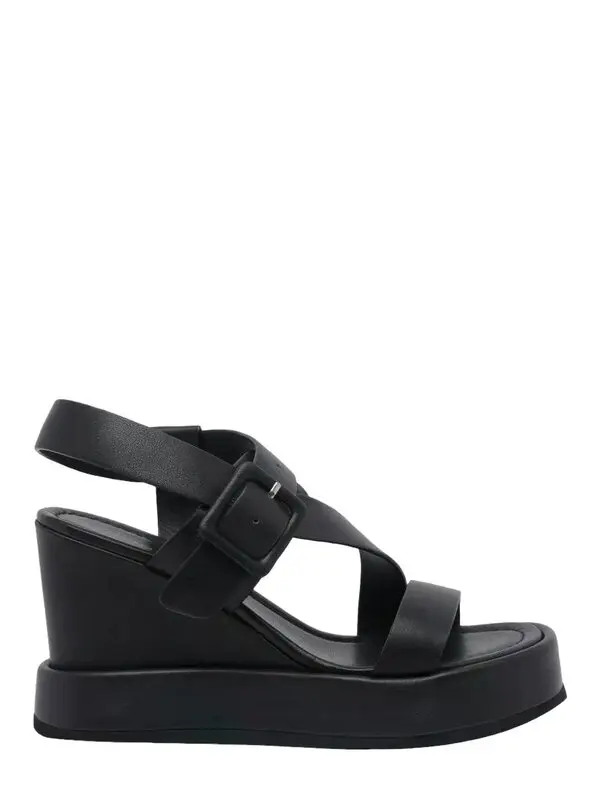 PALOMA BARCELO Buckle-closure Leather Wedge Sandals - Black