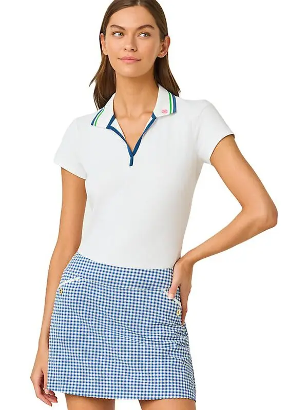 LILLY PULITZER Upf 50+ Luxletic Thera Skort - Starlight Navy Mini Performance Gingham