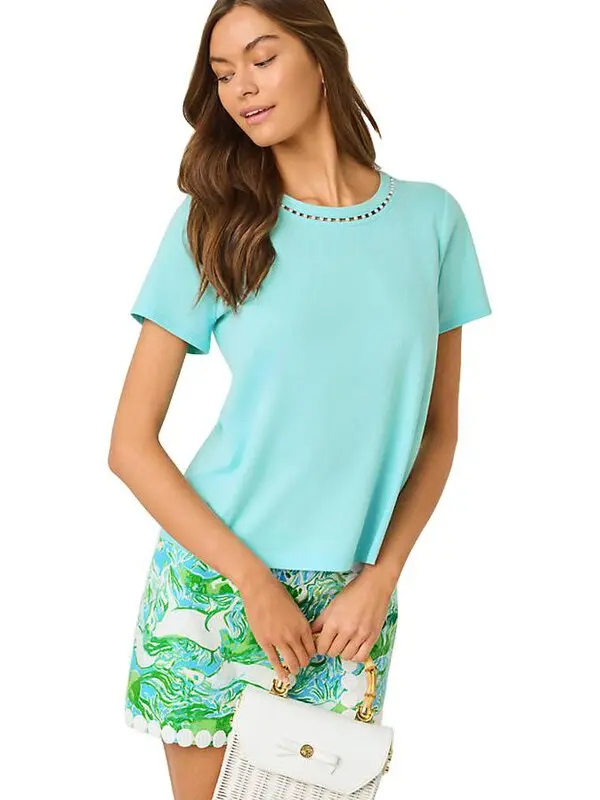 Lilly Pulitzer® Knit Top With Pearl Trim - Day Dream Blue