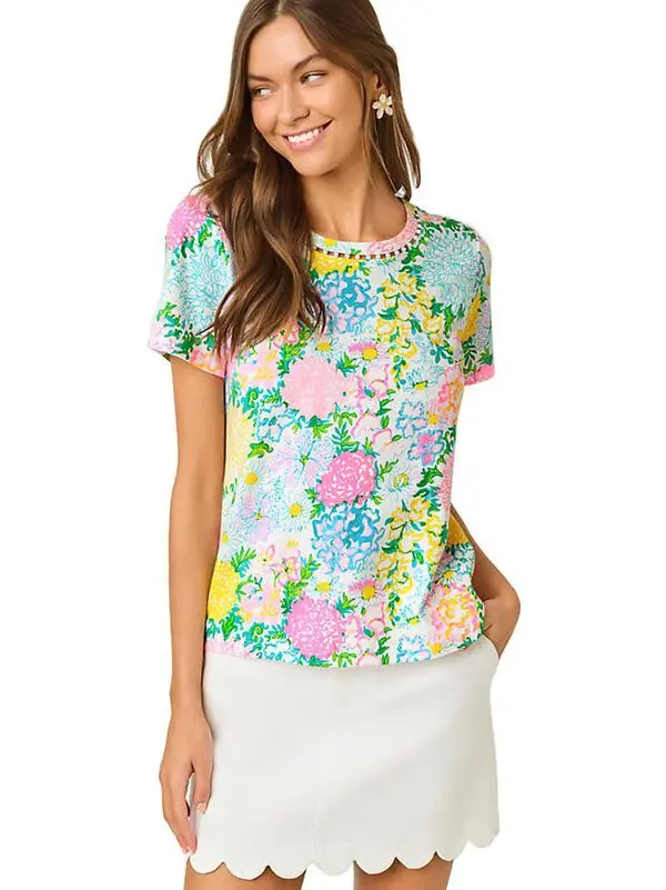 Lilly Pulitzer® Knit Top With Pearl Trim - Multi Lilly Garden