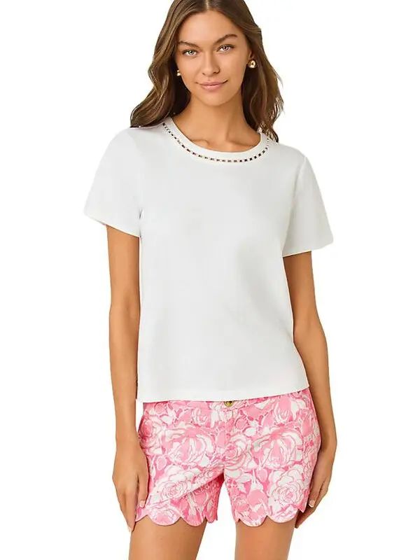 LILLY PULITZER Knit Top With Pearl Trim - Resort White