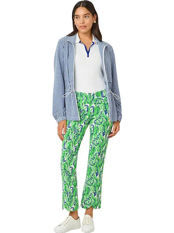 LILLY PULITZER Upf 50+ Luxletic 28' Corso Scallop Kick Flare Pant - Putting Green Lilly Of The Valley Golf