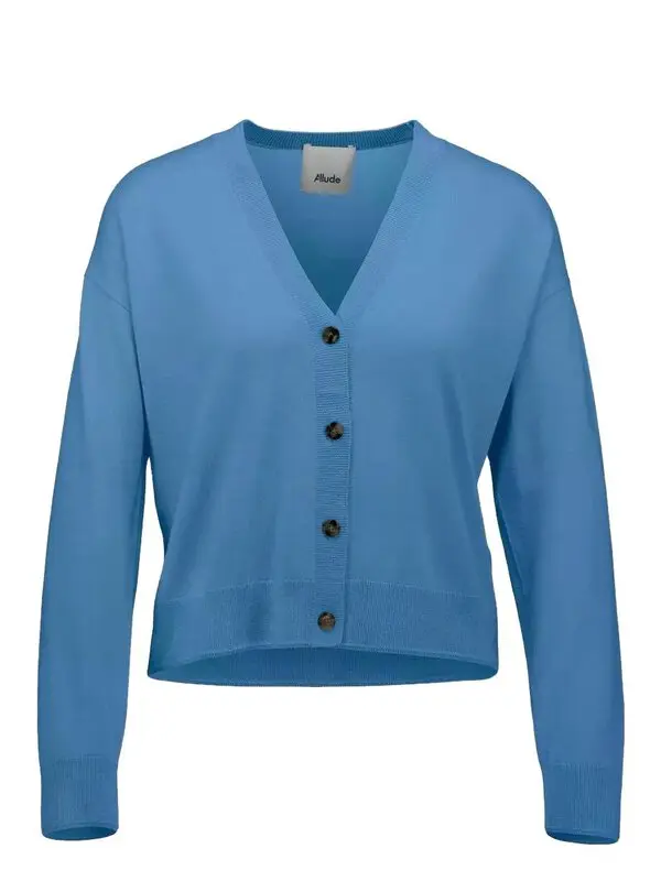 ALLUDE V-neck Button Cardigan - Blue