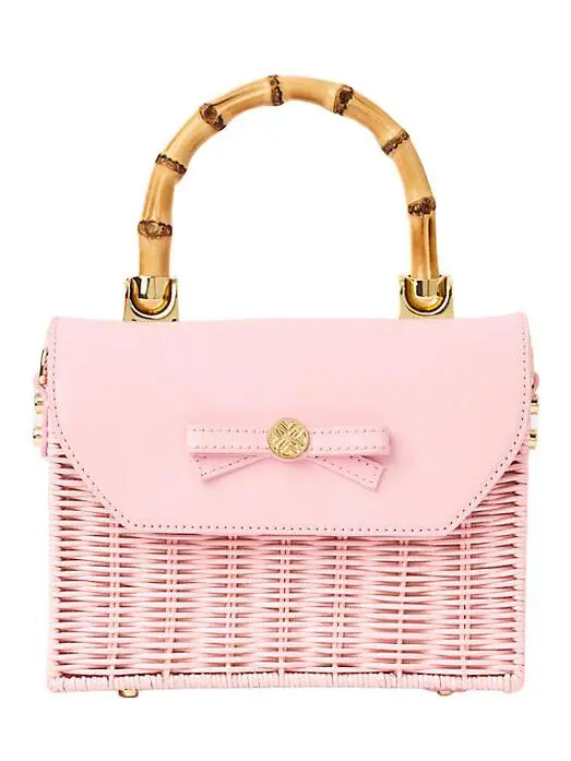 LILLY PULITZER Teighen Bow Wicker Bag - Pink Muse