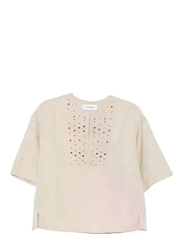 YVES SALOMON Cut-out Short-sleeve Top - Neutrals