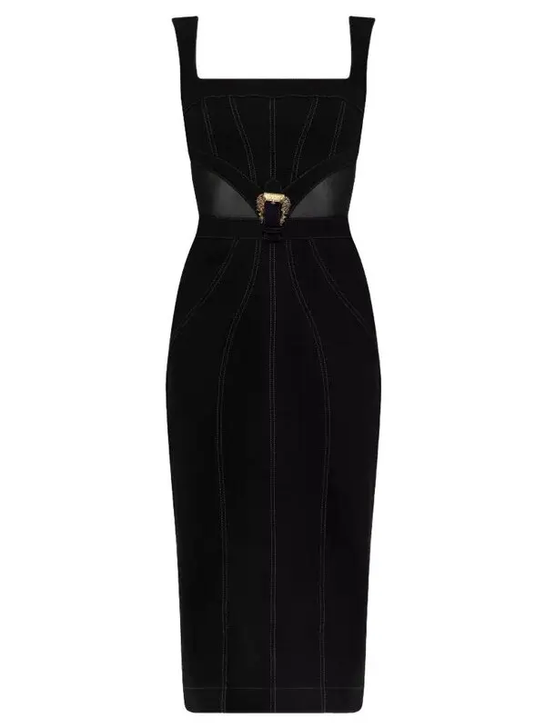Versace Buckle-detail Midi Dress - Black