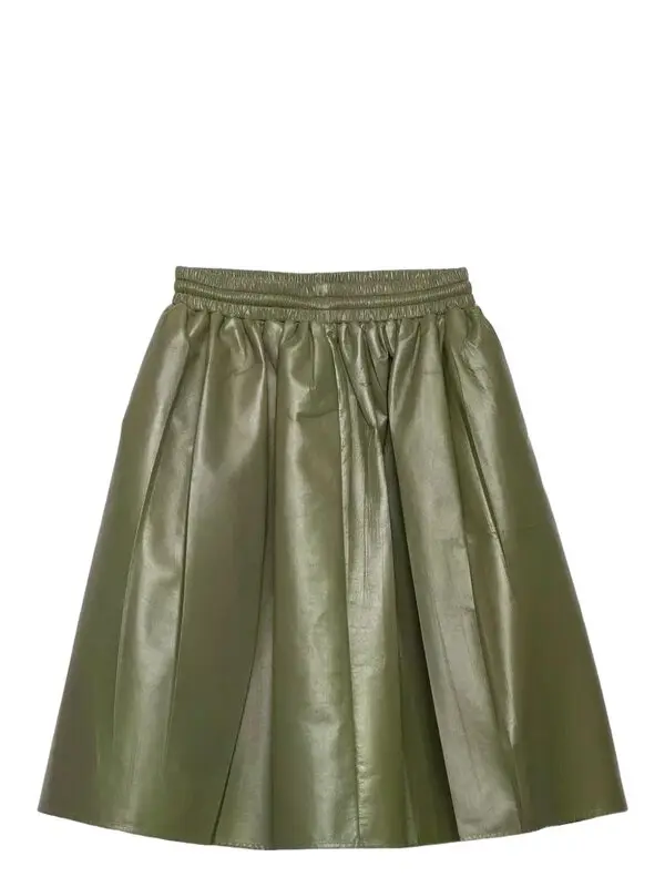 Prada Pleated Nappa-leather Mini Skirt - Green
