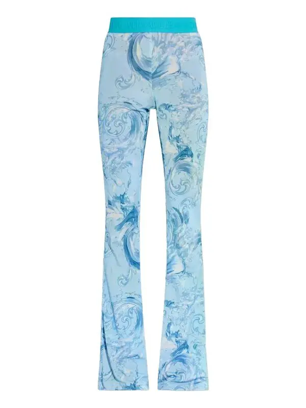 Versace Printed Flared Trousers - Blue