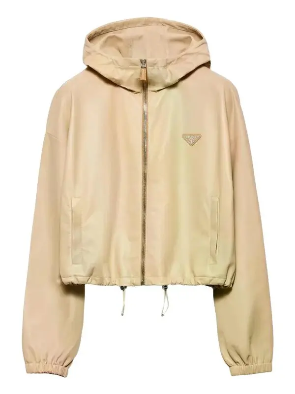 Prada Nappa Leather Hooded Jacket - Neutrals