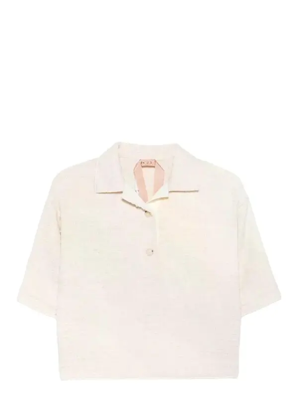 N°21 Tweed Polo Top - Neutrals